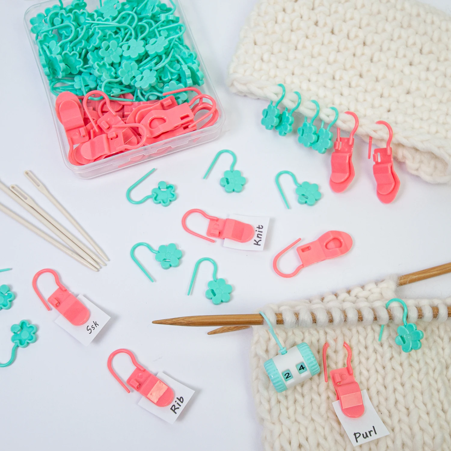 Flower-shaped Stitch Marker Set – DIY Hand-knitting Tools for Sweaters ...