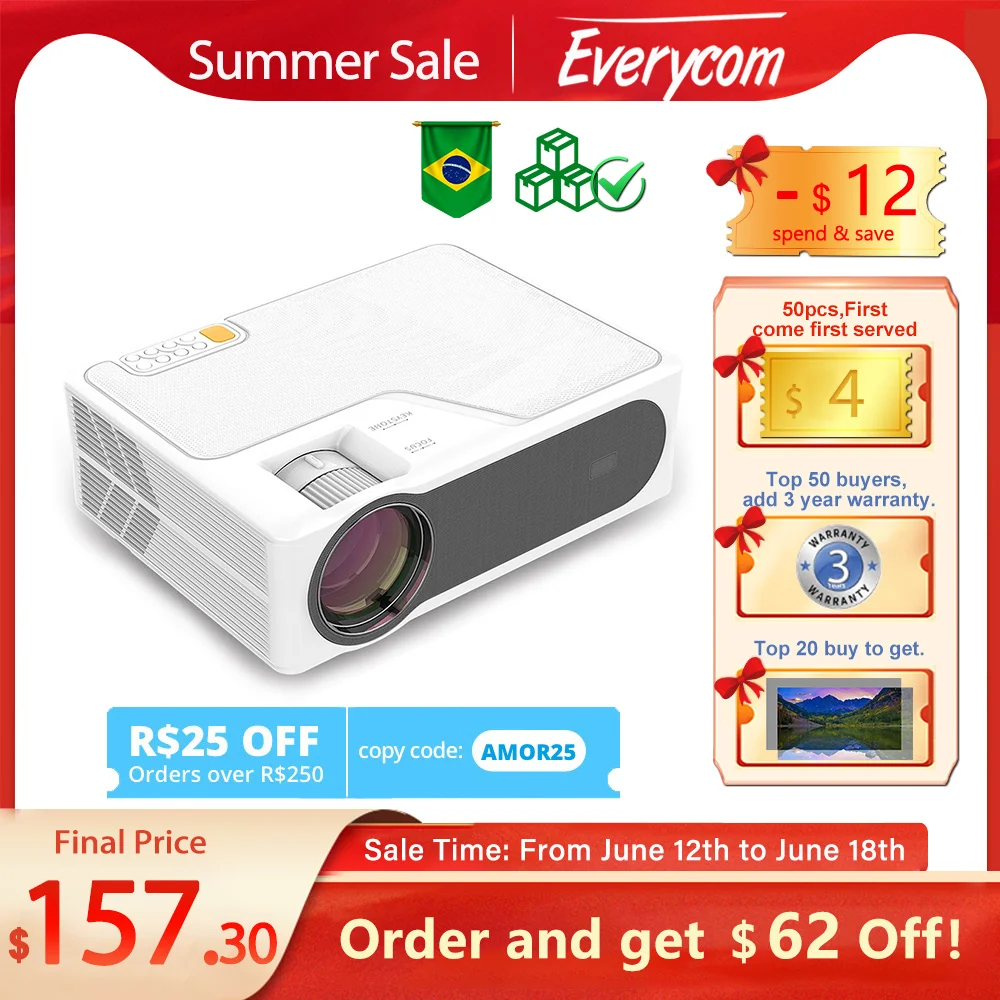 Everycom Yg625 Projetor Led Lcd Nativo 1080p 7000 Lumens Suporte ...