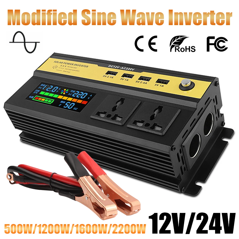 Inversor-de-energia-do-carro-com-portas-USB-display-LCD-inversor-de ...