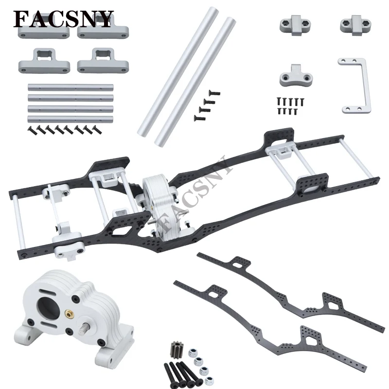 LCG 탄소 섬유 프레임 레일 섀시 키트 기어박스, 1/10 RC 크롤러 축 SCX10 I II 90046, 하부 무게 중심 DIY 업그레이드| | - AliExpress