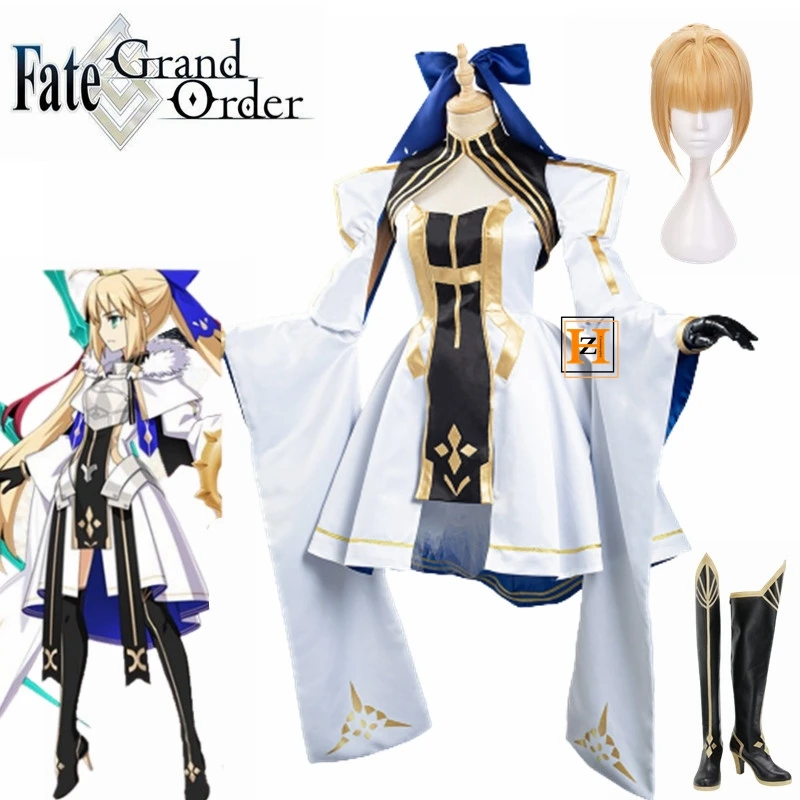 Fate-Grand-Order-Saber-Altria-Pendragon-Caster-Cosplay-Wig-Shoes ...
