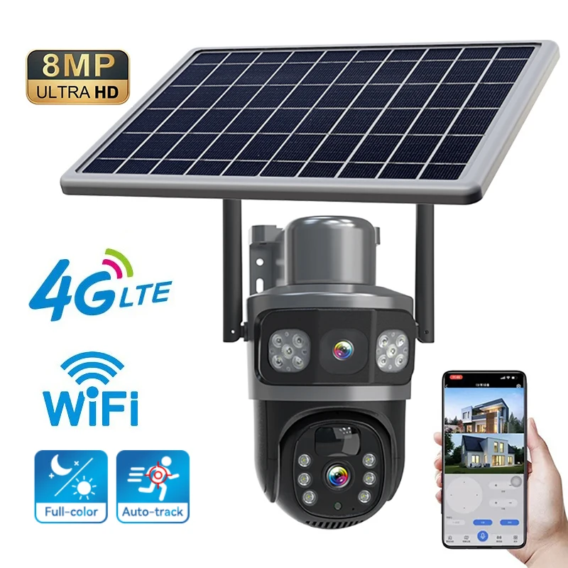 8MP-4G-WIFI-Wireless-PTZ-Solar-Camera-Dual-Lens-Dual-Screen-Outdoor-IP ...