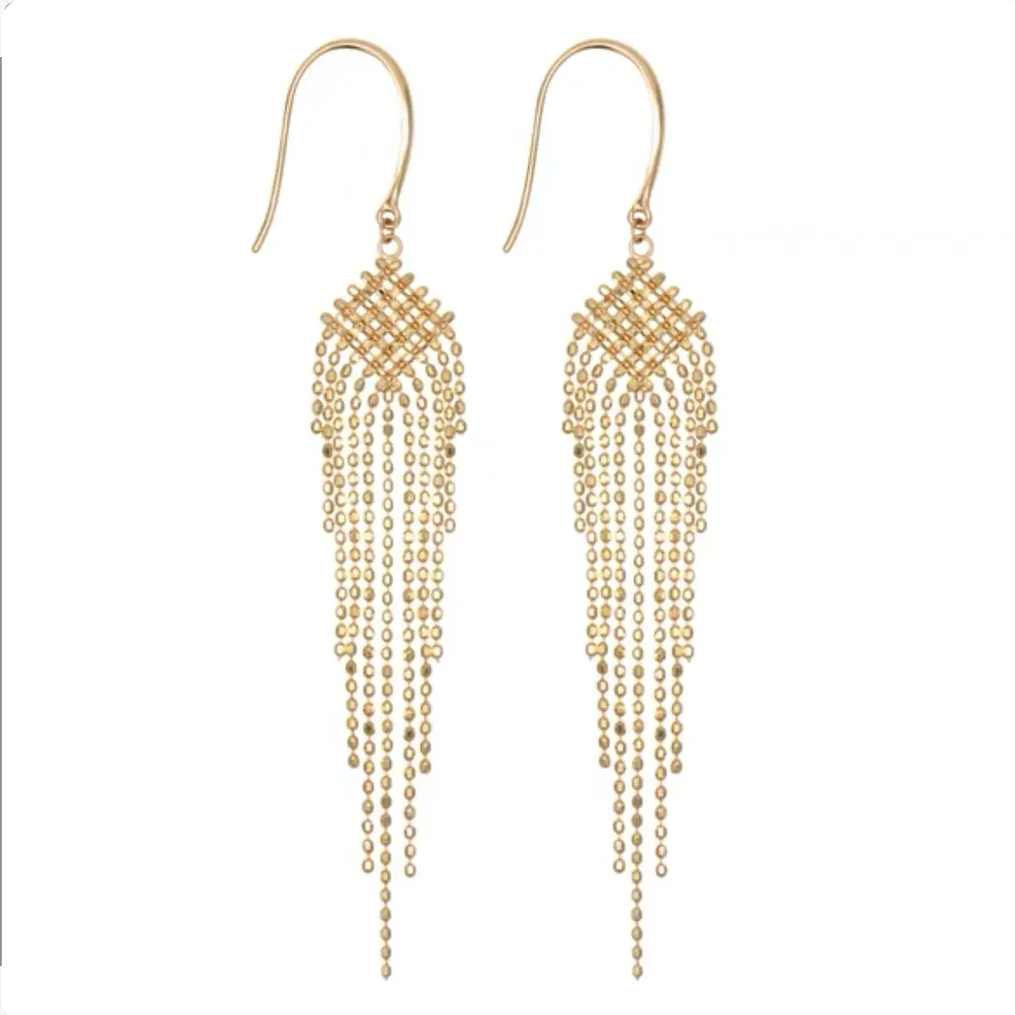 MADALENA-SARARA-18K-Gold-Geometric-Shape-Bead-Chain-Tassel-Women-Dangle ...