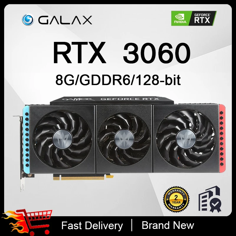 GALAX RTX 3060 GAMER METAL 8GB GDDR6 PCIE4.0 128bit 8 + 8PIN GAMING placa de vídeo placa gráfica ...