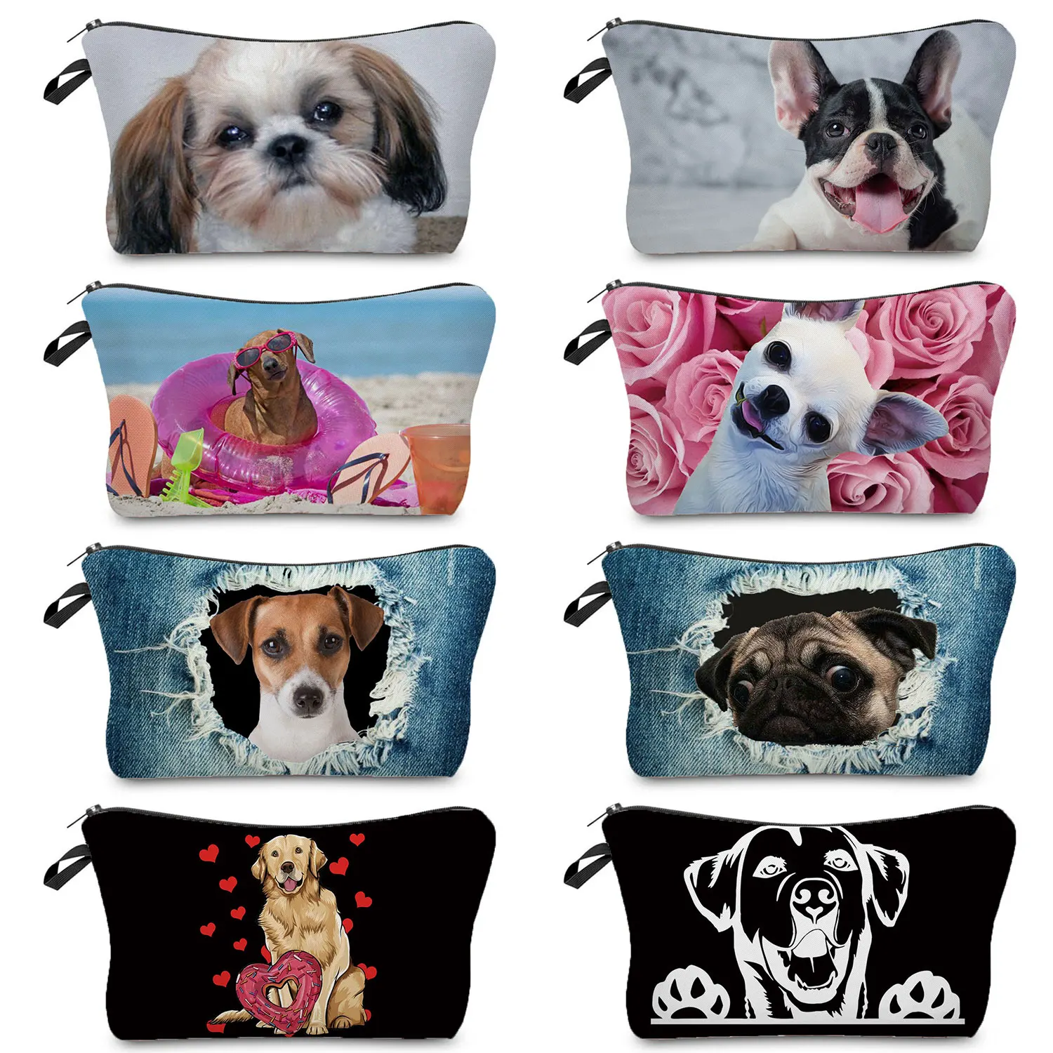 Cute 3d Hole Dog Print Women's Cosmetic Bag Gift Casual Pet Travel ...