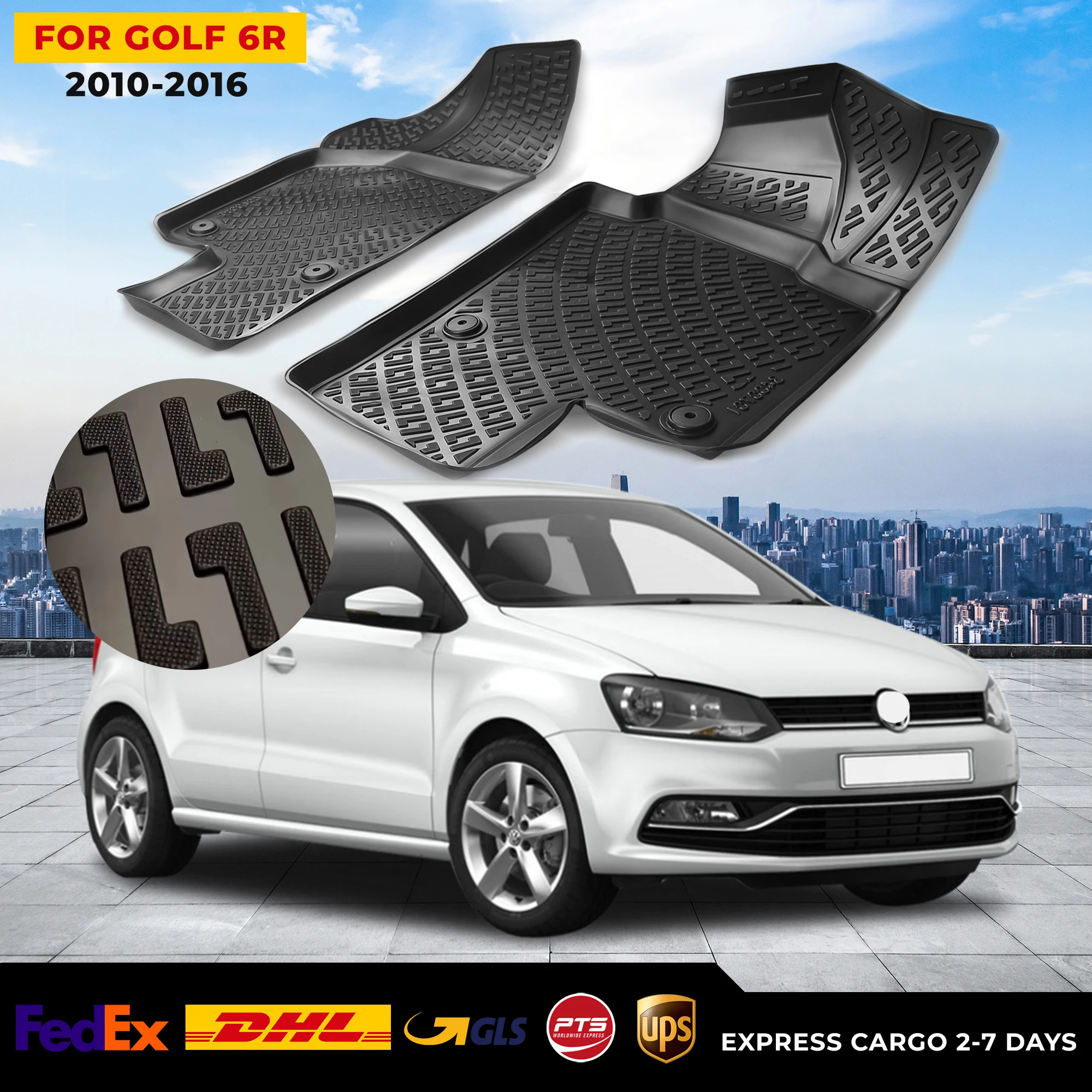 3D Car Floor Liner For Volkswagen Polo 6R 2010 2016 Waterproof Special ...