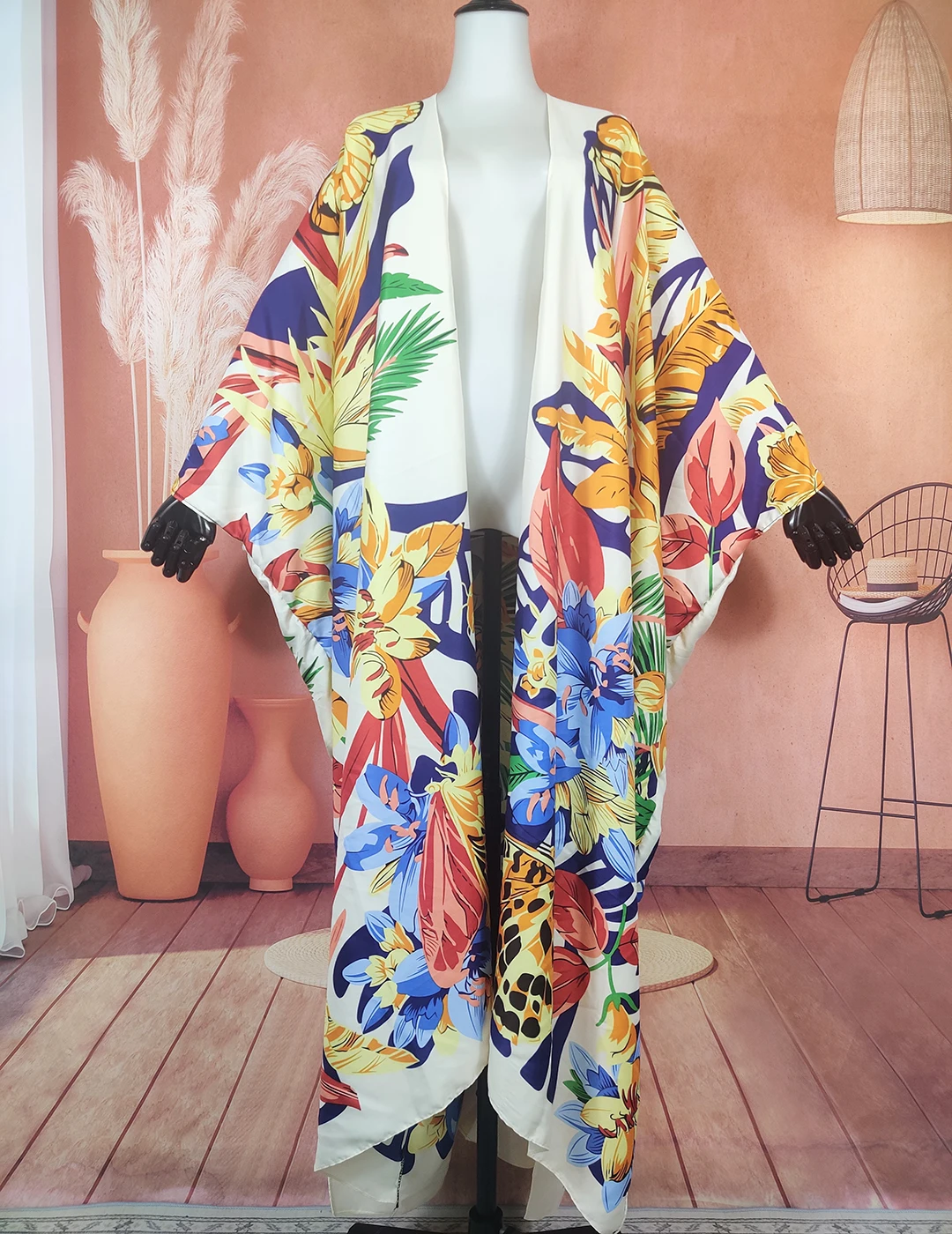 Middle East Popular Bohemian Summer Floral Muslim Women's Loose Open ...