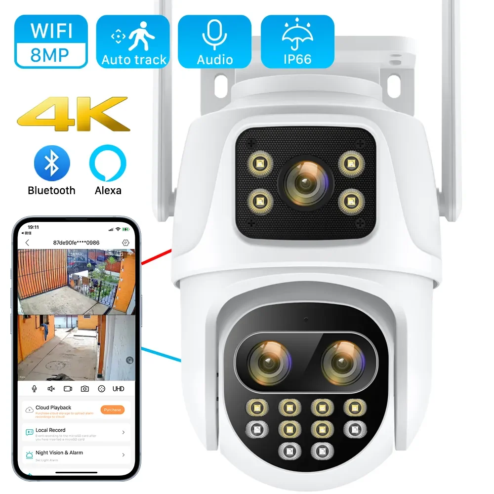 8MP-Three-Lens-WIFI-IP-Camera-Outdoor-8X-Zoom-Dual-Screen-PTZ-Camera-Ai ...