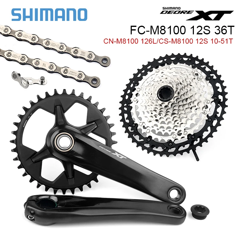 Pedivela-Shimano-Deore-XT-M8100-12S-170mm-36T-Hollowtech-MTB-Cassete-CS ...