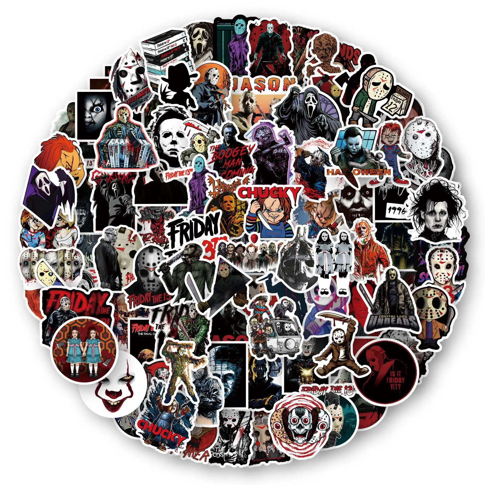 10/30/50/100pcs Mixed Horror Movie Character Stickers Graffiti Decals ...