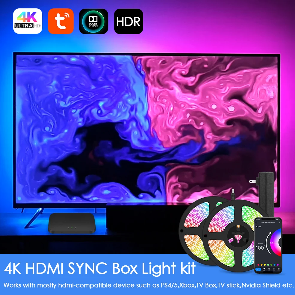 Smart Ambient Tv Pc Backlight Led Strip Hdmi 4 K Sync Box Led Lights ...
