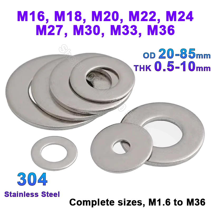 1-20pc-M16-M18-M20-M22-M24-M27-M30-M33-M36-304-Stainless-Steel-Extra ...
