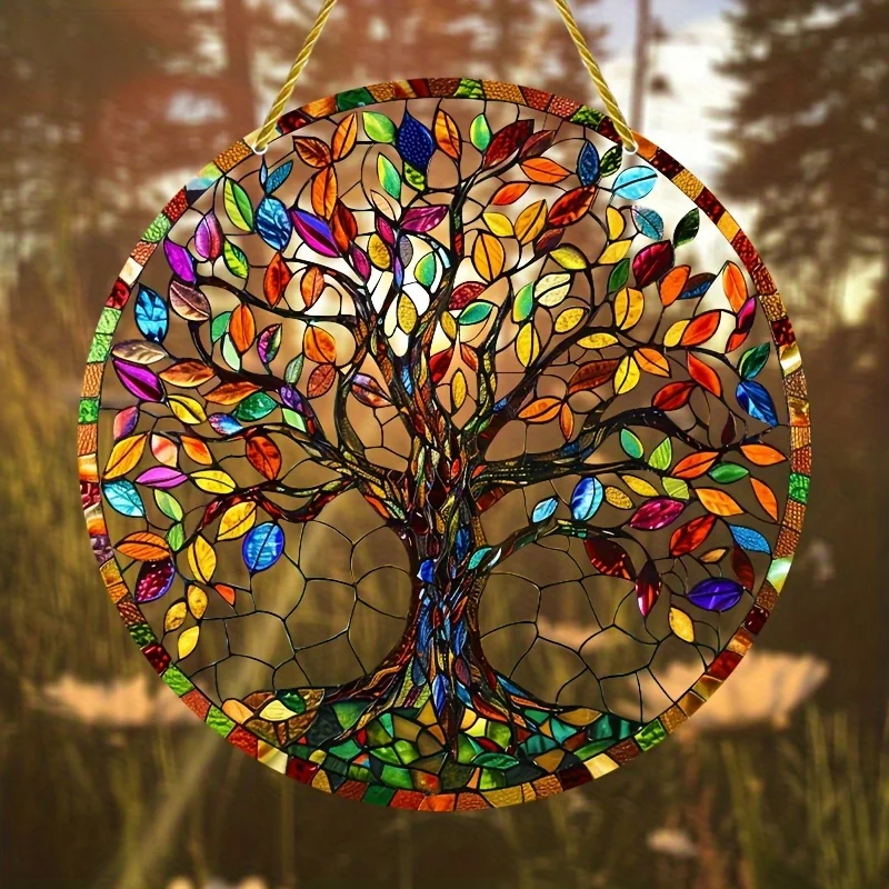 rvore-da-vida-suncatcher-colorido-janela-parede-casa-decorar-quintal-sinais-acr-licos-interior ...