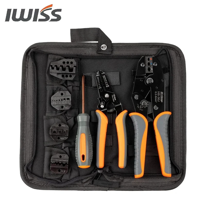 IWS-30J-Crimping-Tool-Set-with-Ratchet-Mechanism-5-Jaws-Wire-Stripper ...