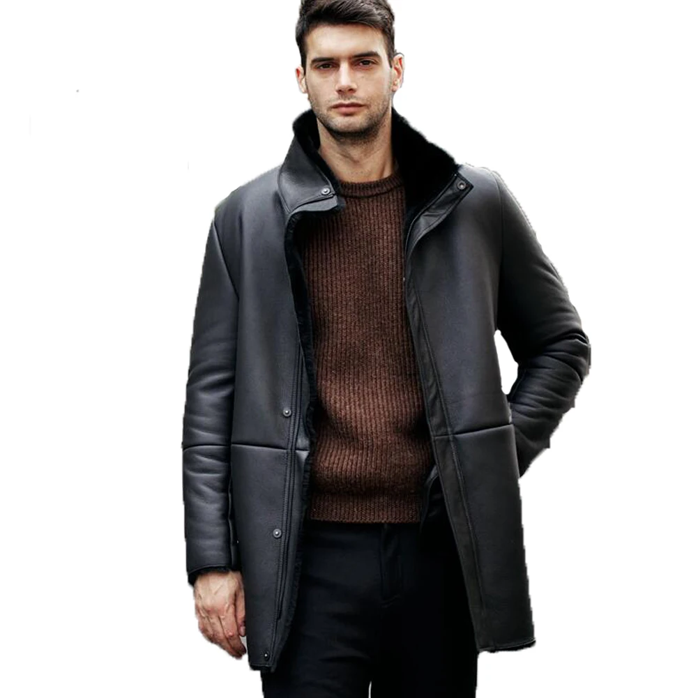 Denny&Dora Men's Shearling Jacket Natural Turkey Imported Merino ...