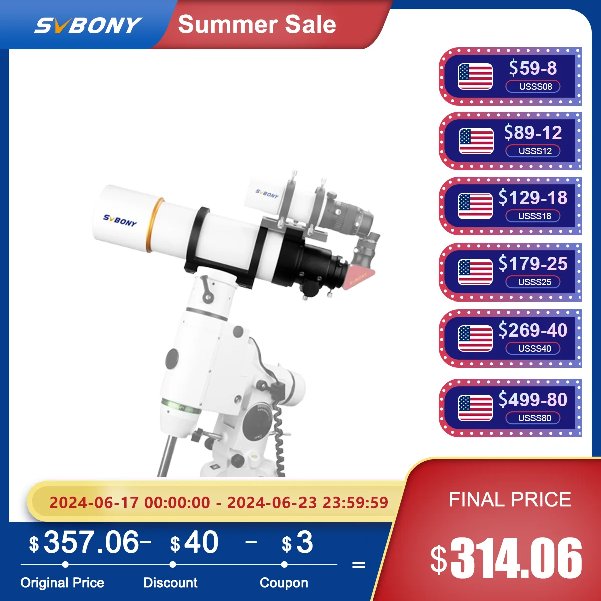 SVBONY-SV48P-Telescope-90mm-Aperture-F5-5-Refractor-OTA-Astronomical ...