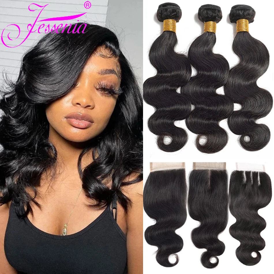 12a Malaysian Body Wave Bundles With Closure 3 Bundles With Closure ...