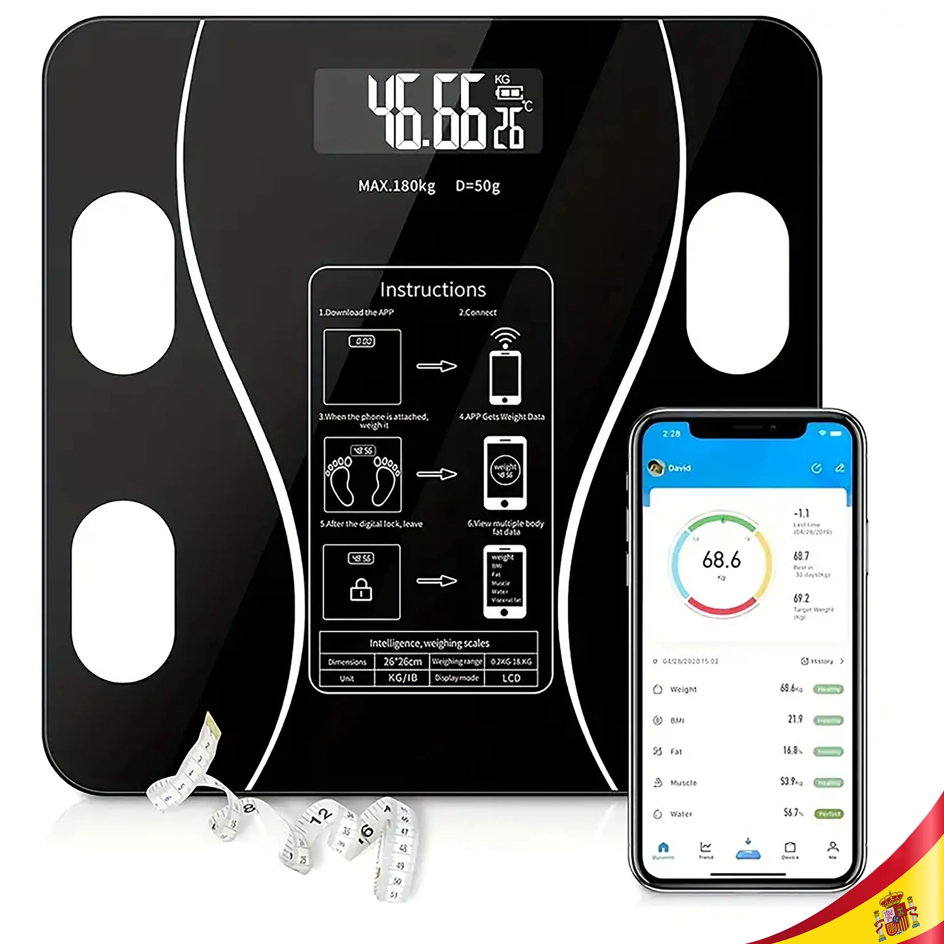 Balanza-de-Ba-o-Inteligente-Body-Scale-con-BLUETOOTH-Sensor-de-Paso-en ...