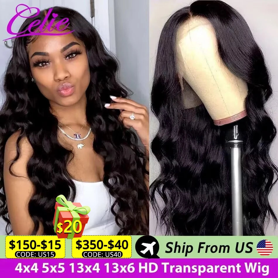 Celiehair Hd Lace Frontal Wig Body Wave Lace Front Wig 4x4 Closure Wig ...