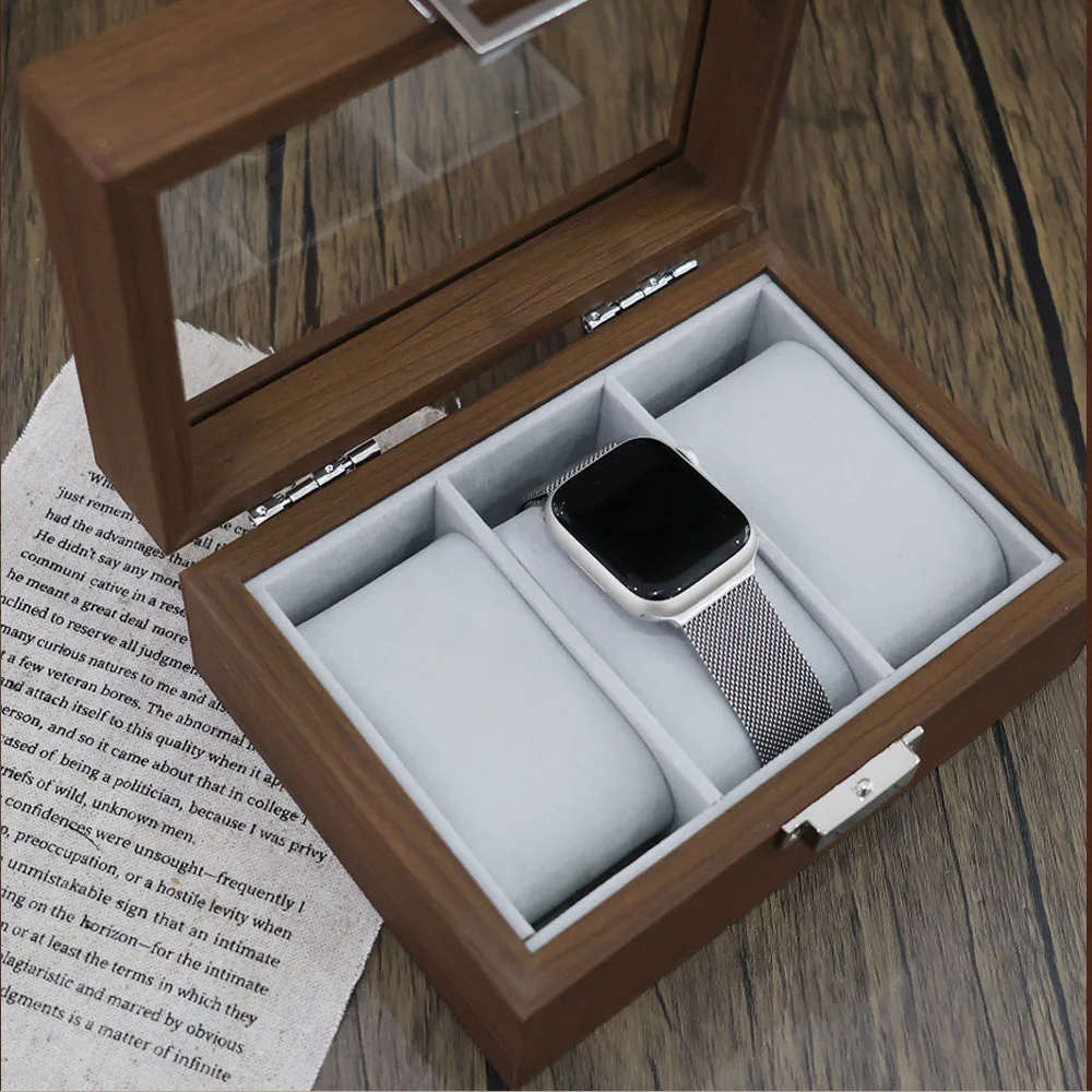 Collection of Wooden Wood Three-Way Wrist Watch Storage Organizer Watch ...