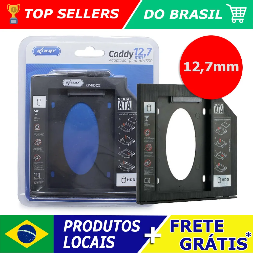 Capa Adaptador Para HD/SSD Caddy Sata 12,7mm Knup| | - AliExpress