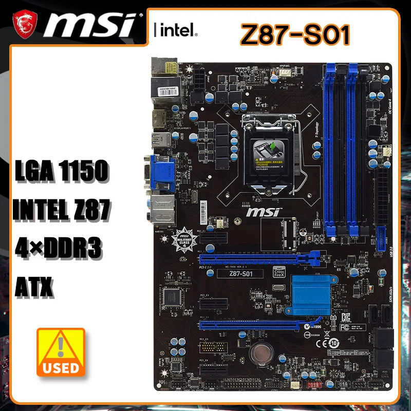 インテルZ87マザーボードmsi Z87-S01マザーボードlga 1150 DDR3 32ギガバイトのusb 3.0 sata 3 pci ...