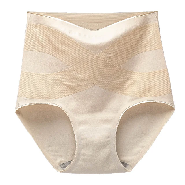 Flarixa Seamless Women High Waist Cotton Panties Cross Tummy Control ...