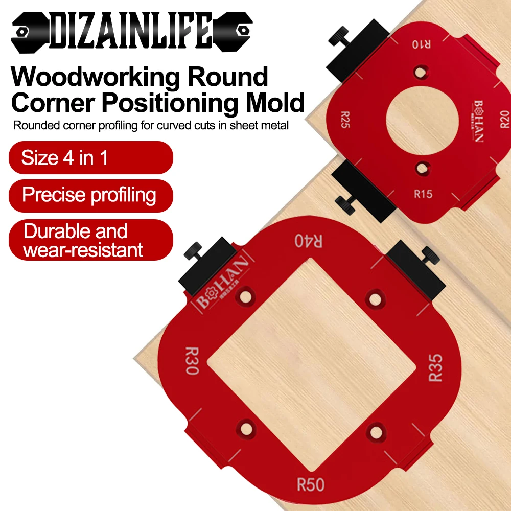 4 in 1 Woodworking Router Arcs Angle Positioning Template Corner Radius