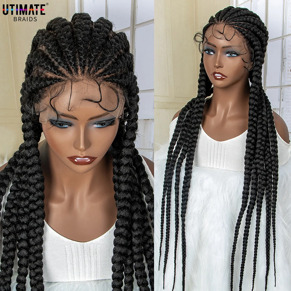 Braids Full Lace Wig 36 Inches Long Box Braided Wigs With Baby Hair ...