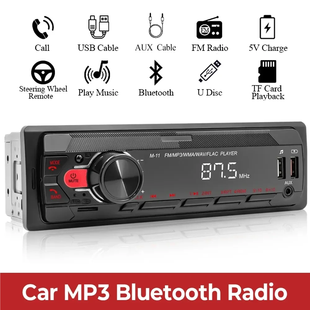 Universal 1 Din Car Stereo Single Noise Car Radio Bluetooth USB ...