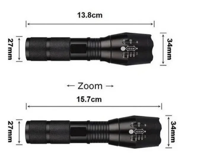 Lanterna Tática Militar X900 Profissional com Zoom Sinalizador Recarregável Luz Camping – Bella ...