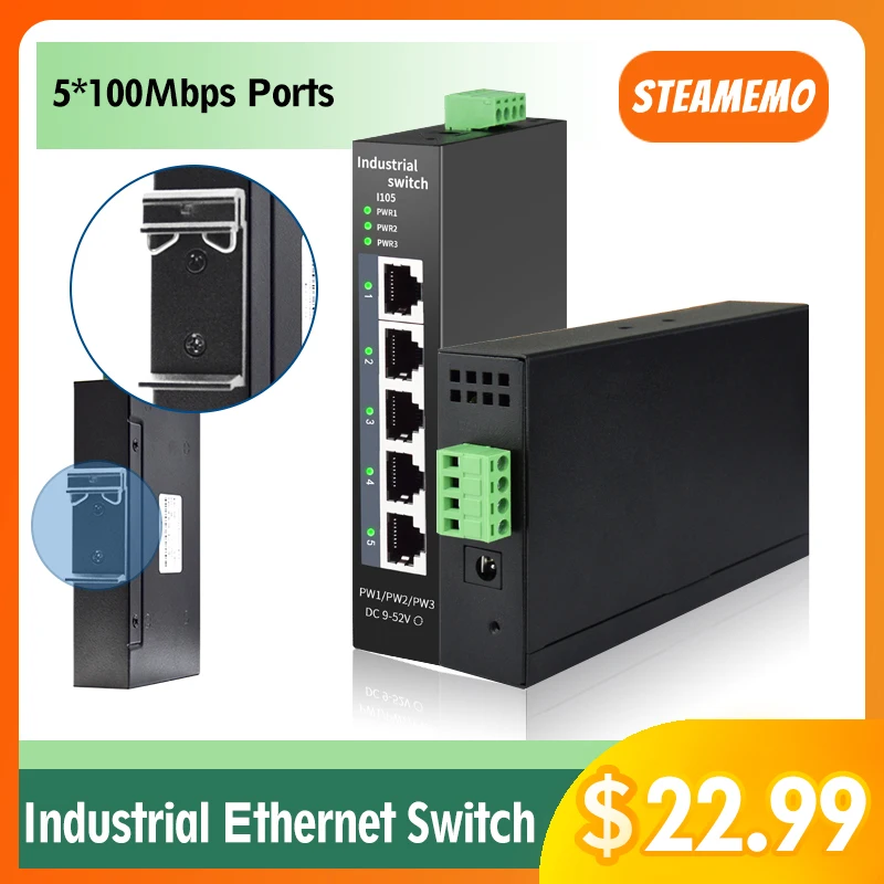 Steamemo – Commutateur De Réseau Industriel Ethernet, Commutateur De Réseau Avec 5 Ports 10 ...