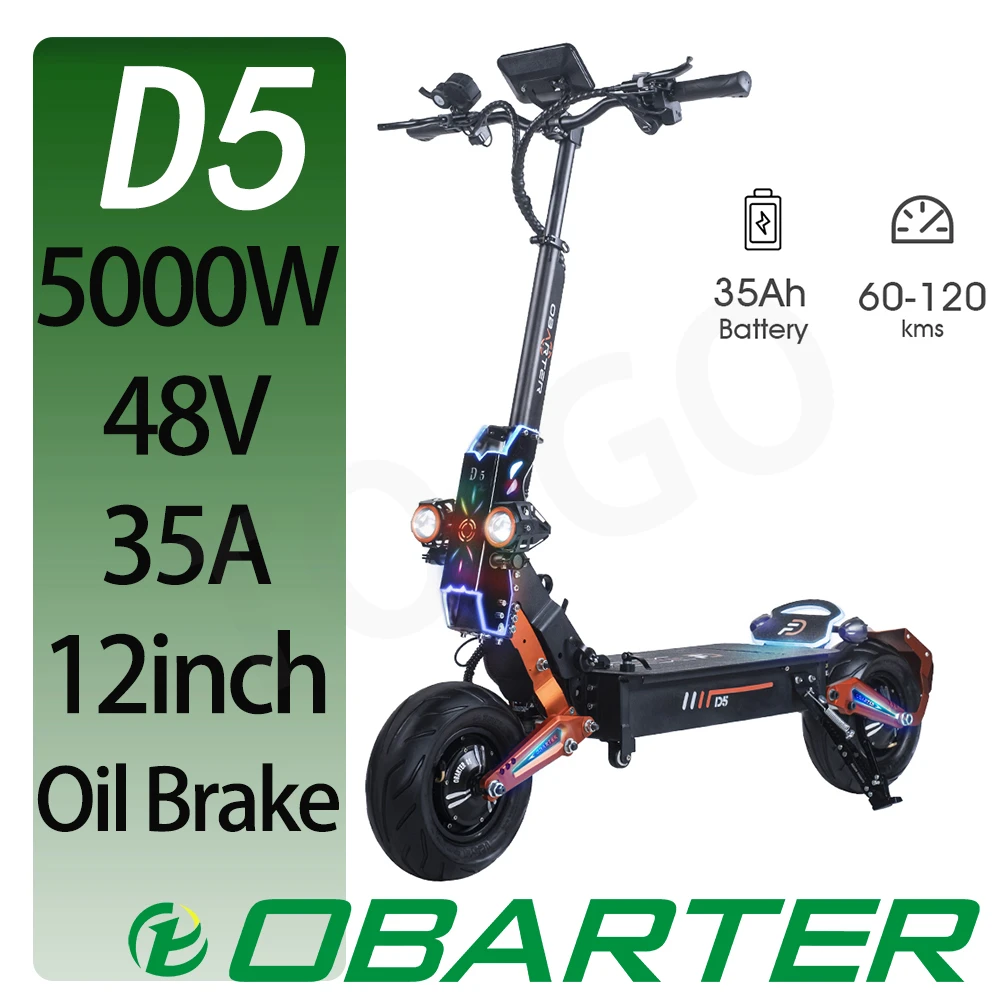 【EU Store】OBARTER D5 Electric Scooter Adults 60KM/H 12Inch 48V35AH Removeable Battery Peak 5000W ...
