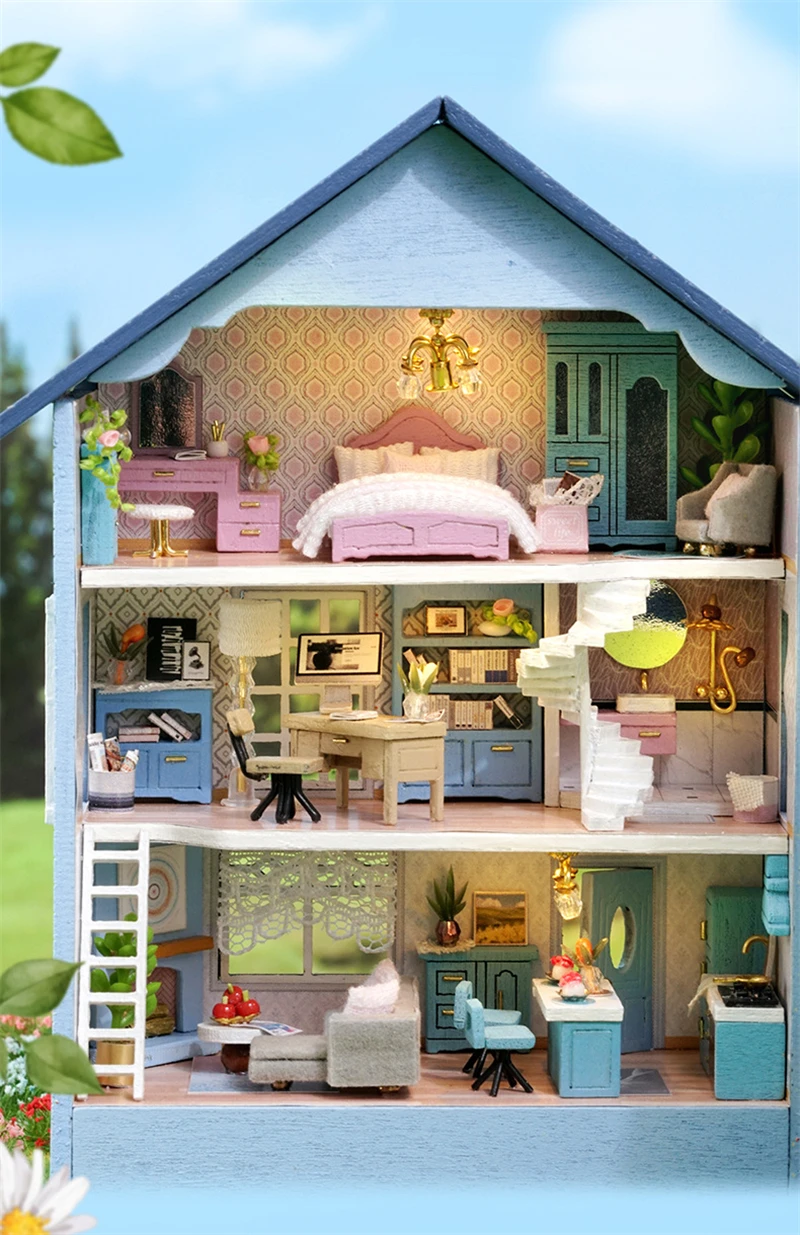 Миниатюрный кукольный домик с мебелью | AliExpress