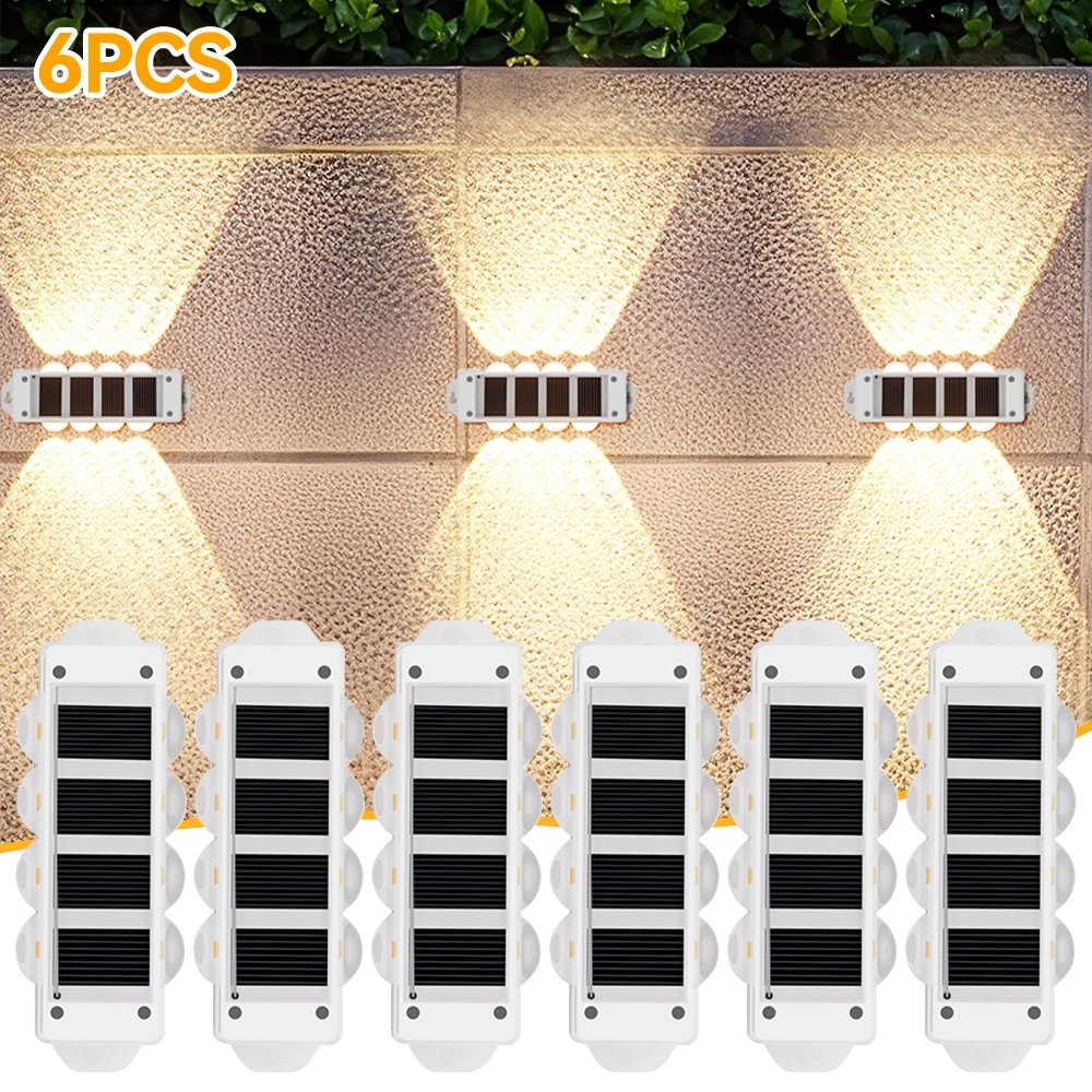 2/4/6 pack Solar Outdoor Corridor Lights 8 LED Lights Up and down ...