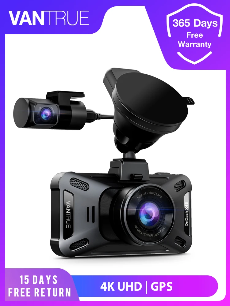 Vantrue Traço Cam Fonte E Traseira 4k X4s Duo Gravador De Vídeo 5g Wifi ...