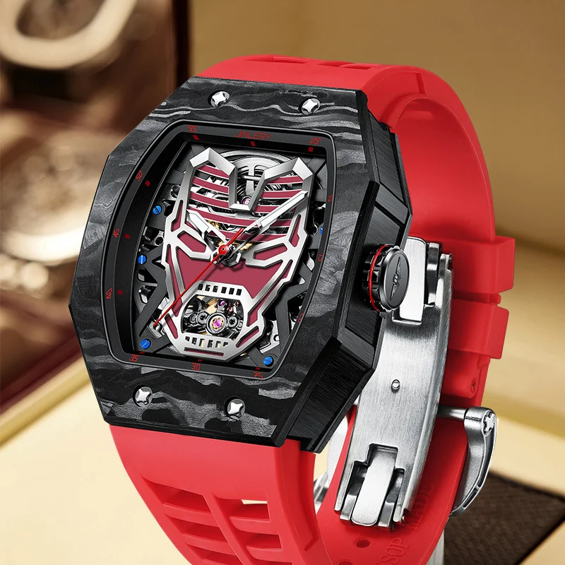 Jinlery Watch for Men Mechanical Watch Square Automatic Watch Self-Wind ...
