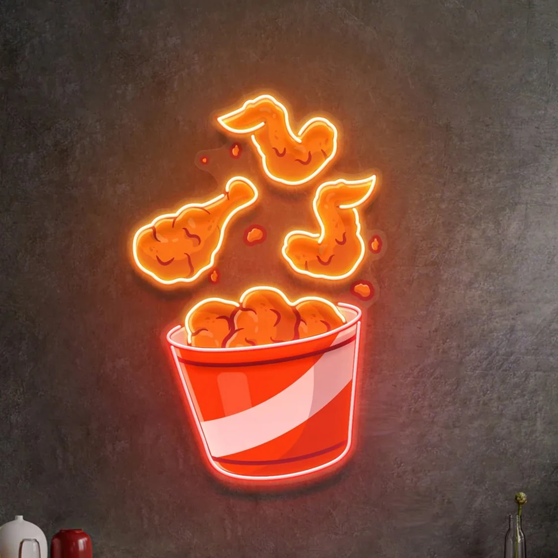 Flying-Fried-Chicken-Neon-Sign-Custom-LED-Fried-Chicken-Sign-Home-Wall ...