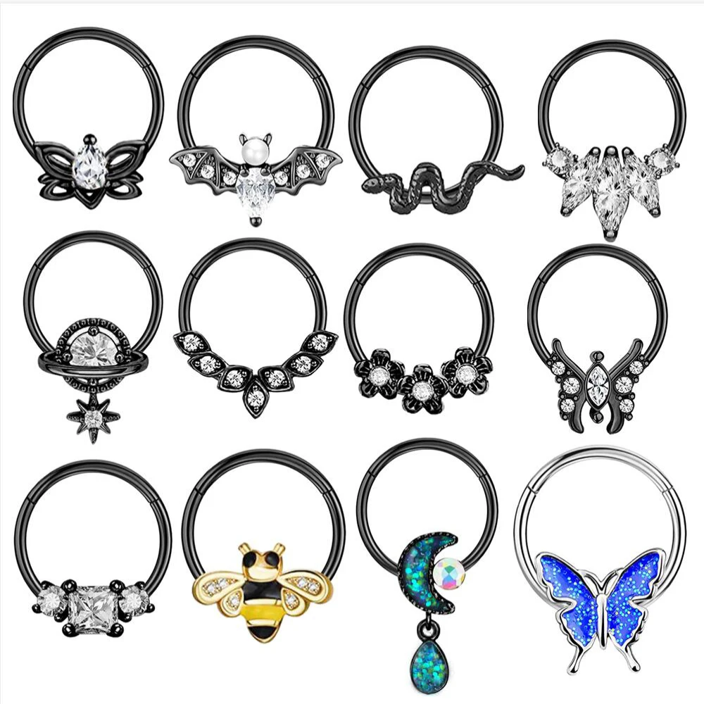 16G-Stainless-Steel-Septum-Ring-Nose-Hoop-Ring-Bee-Bat-Septum-Piercing ...