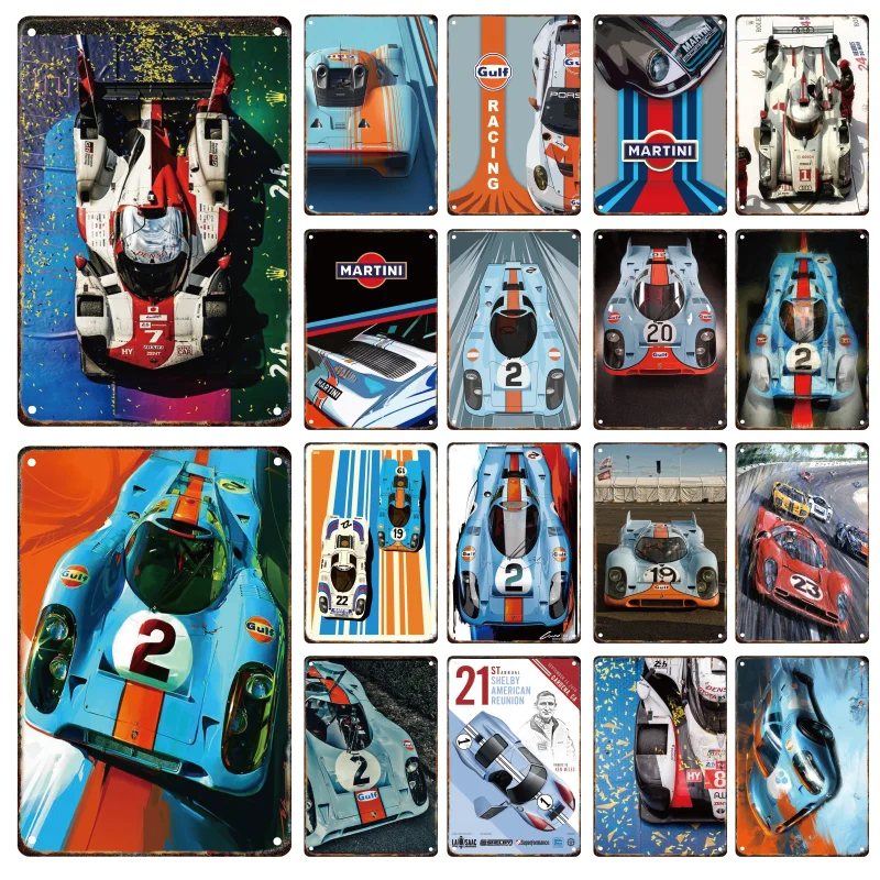 Retro-Gulf-Racing-Metal-Poster-Signage-Tin-Painting-Sports-Car-Plaque ...
