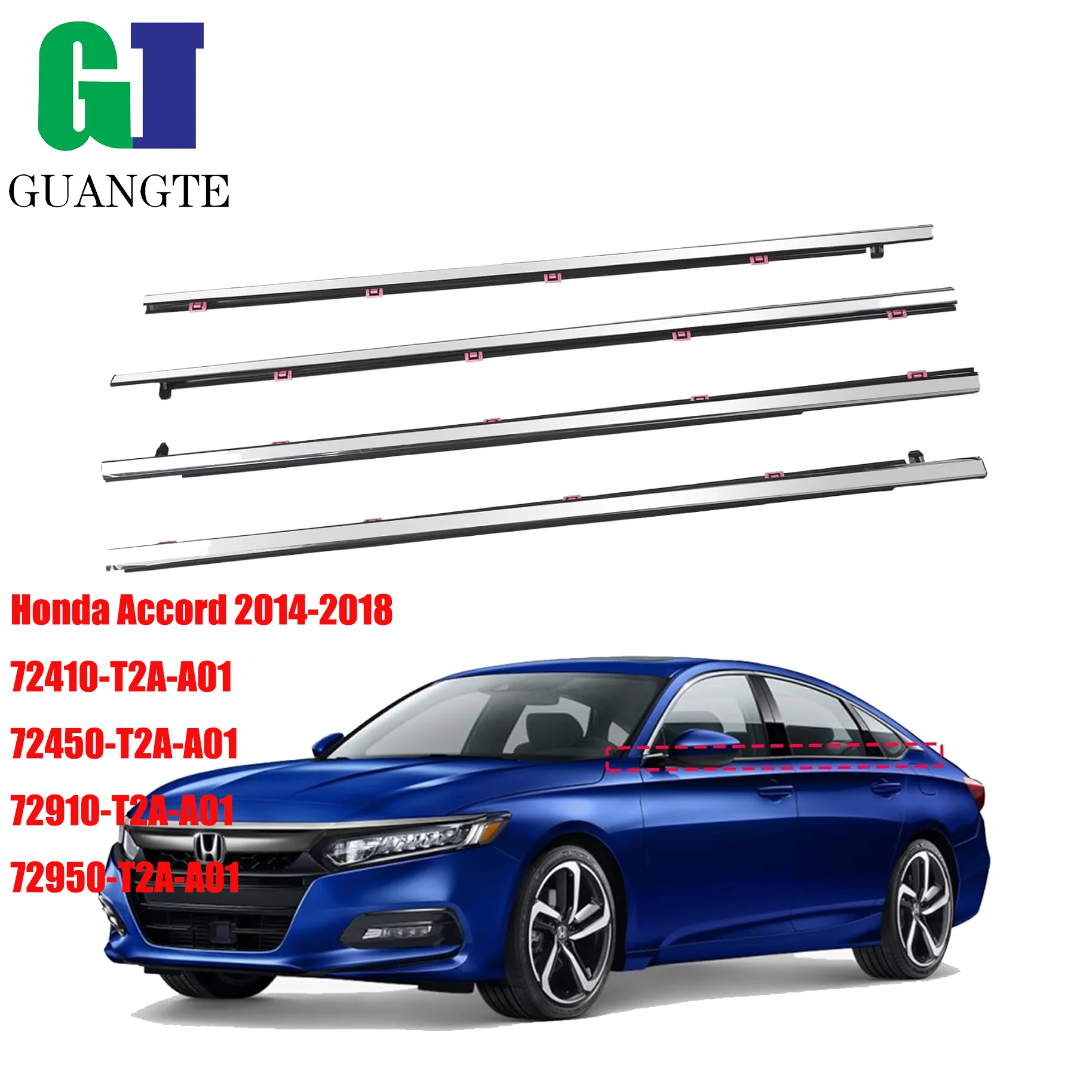 CAR Window Molding Trim for Honda Accord 2013-2018 Chrome Outside Door ...