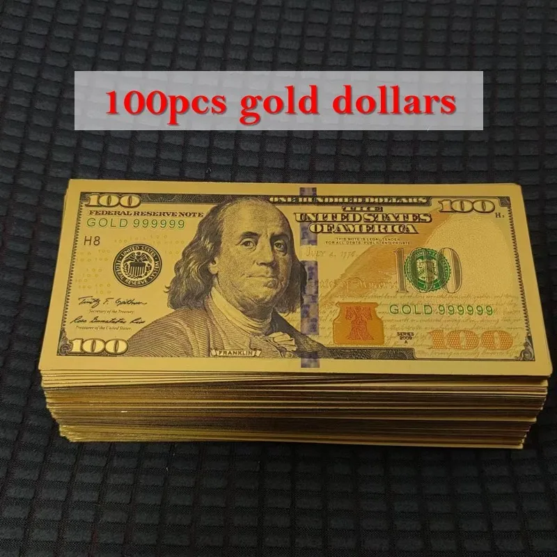 100pcs-America-24k-Gold-Foil-Banknotes-100-Dollars-Golden-USD-Gold ...