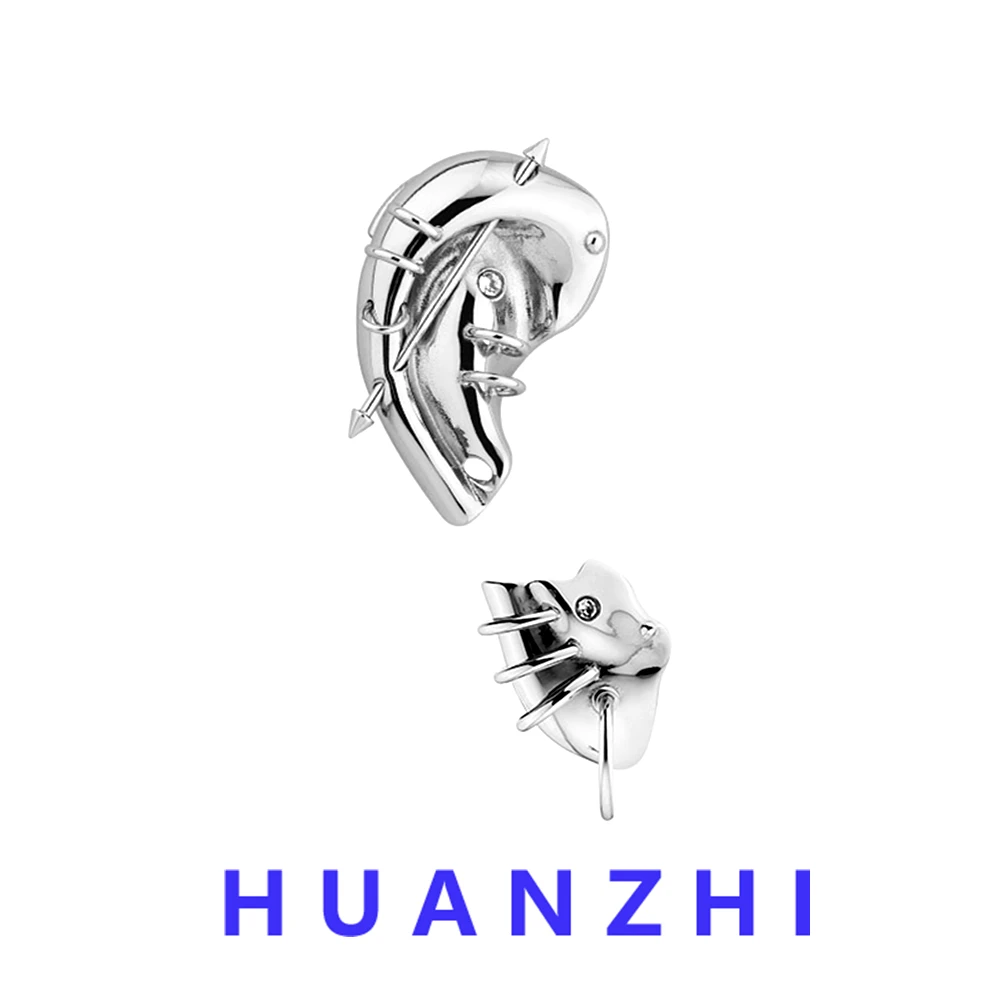 Huanzhi 2022 New Rock Punk Titanium Steel Mechanical Ear Puncture Shape ...