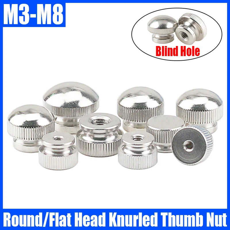 1PCS-M3-M4-M5-M6-M8-Round-Flat-Head-Knurled-Thumb-Nut-Nickel-Plating ...
