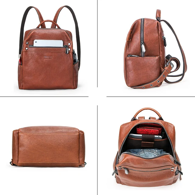 Contact's Retro Small Backpack Women Genuine Leather Rucksack Women's ...