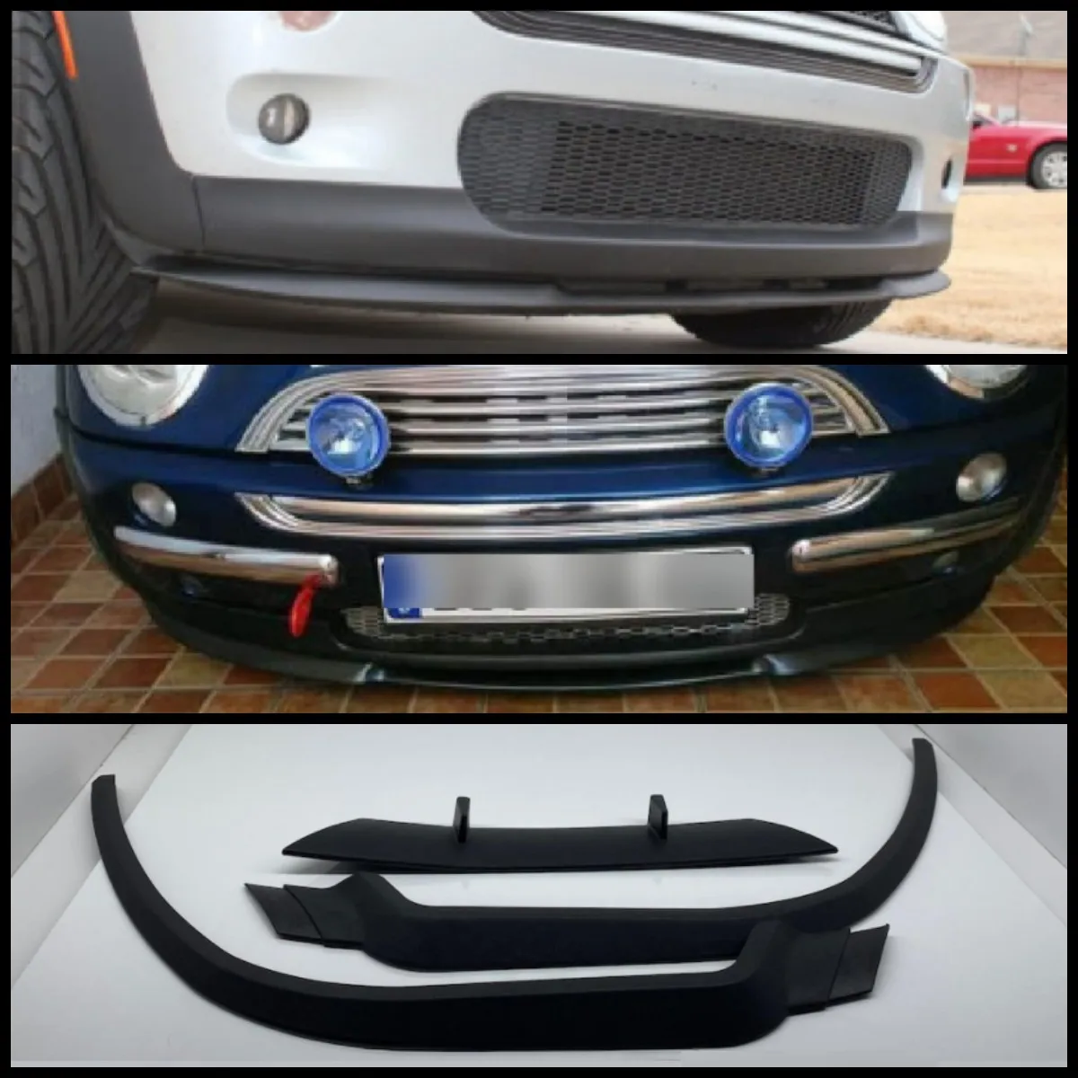 For-Mini-Cooper-CUPRA-R-Front-Bumper-Lip-Universal-3pcs-Diffuser-Black ...