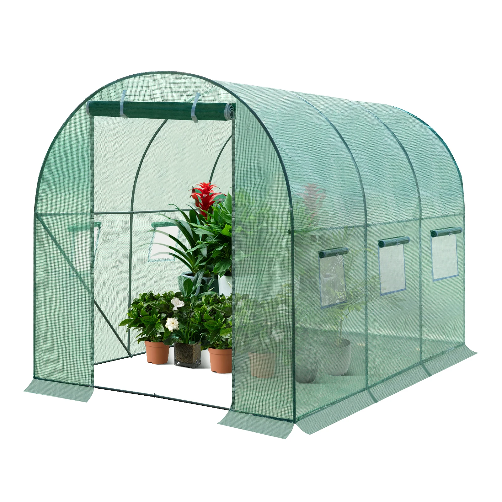 WOLTU-Serre-en-feuille-verte-avec-porte-6-fen-tres-Polytunnel-SHIproof ...