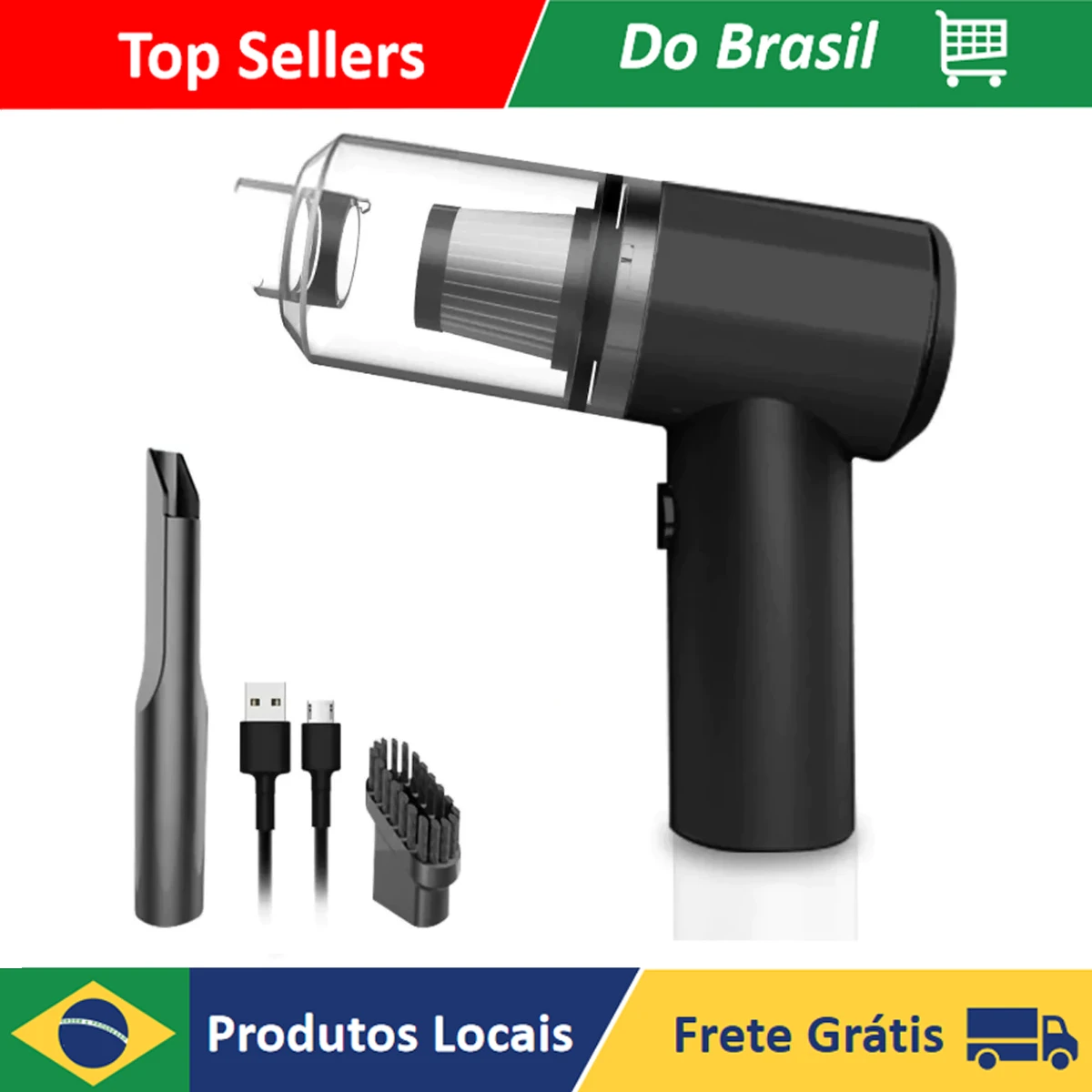 Mini Aspirador De Pó Automotivo Profissional 6000PA 120W Limpeza ...