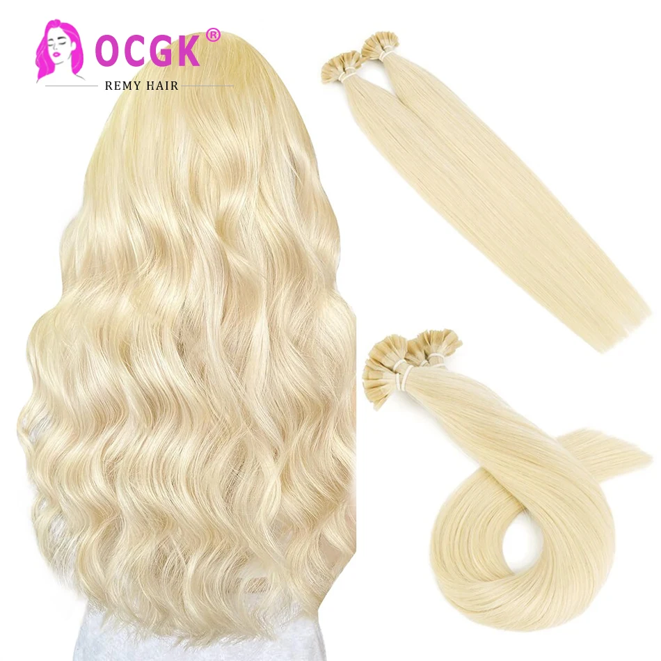 Straight Keratin Flat Tip Hair Extensions Real Human Hair Fusion Flat K ...