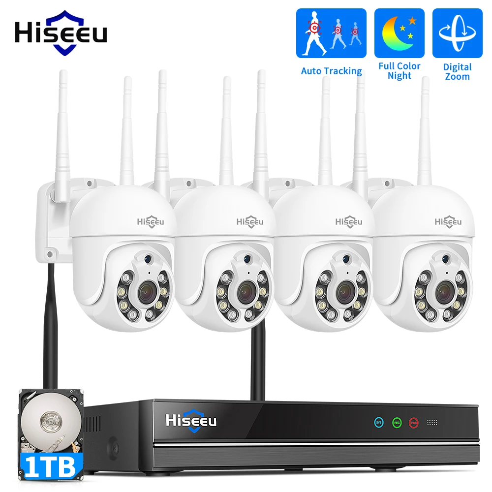 Hiseeu 8CH bezprzewodowy System CCTV 1536P 1080P NVR wifi na świeżym ...